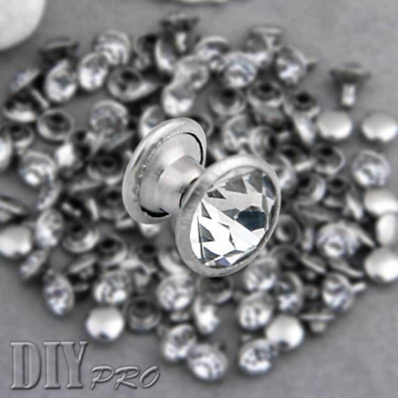 200pcs Crystal Rivets, Leather Rapid Rivets for Fabric, Silver Speedy ...