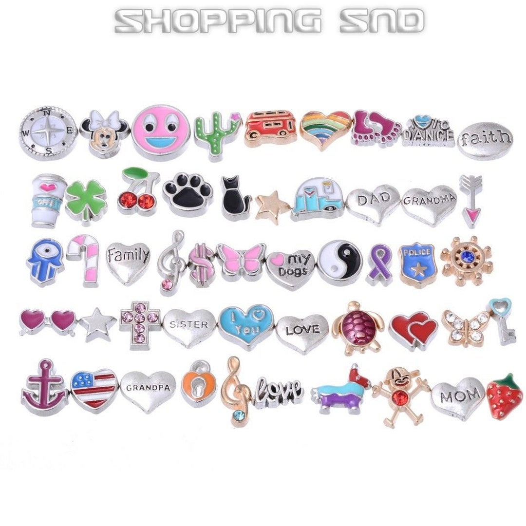 Assorted Lots of Floating Charms for Living Memory Lockets, Silver Gold ...