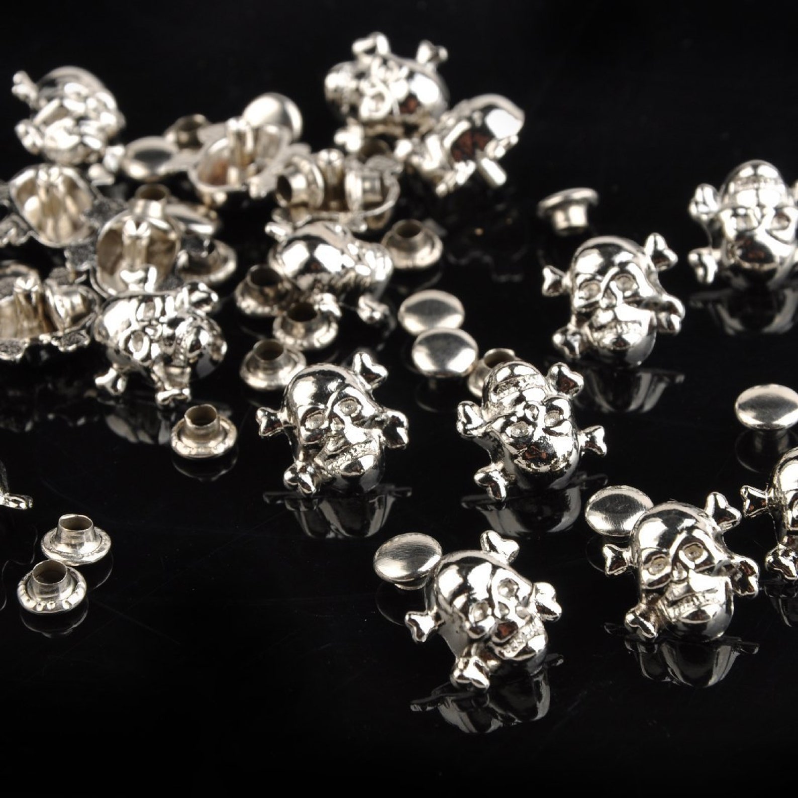 10mm Silver Skull and Bones Rapid Rivets and Studs Skull and | Etsy