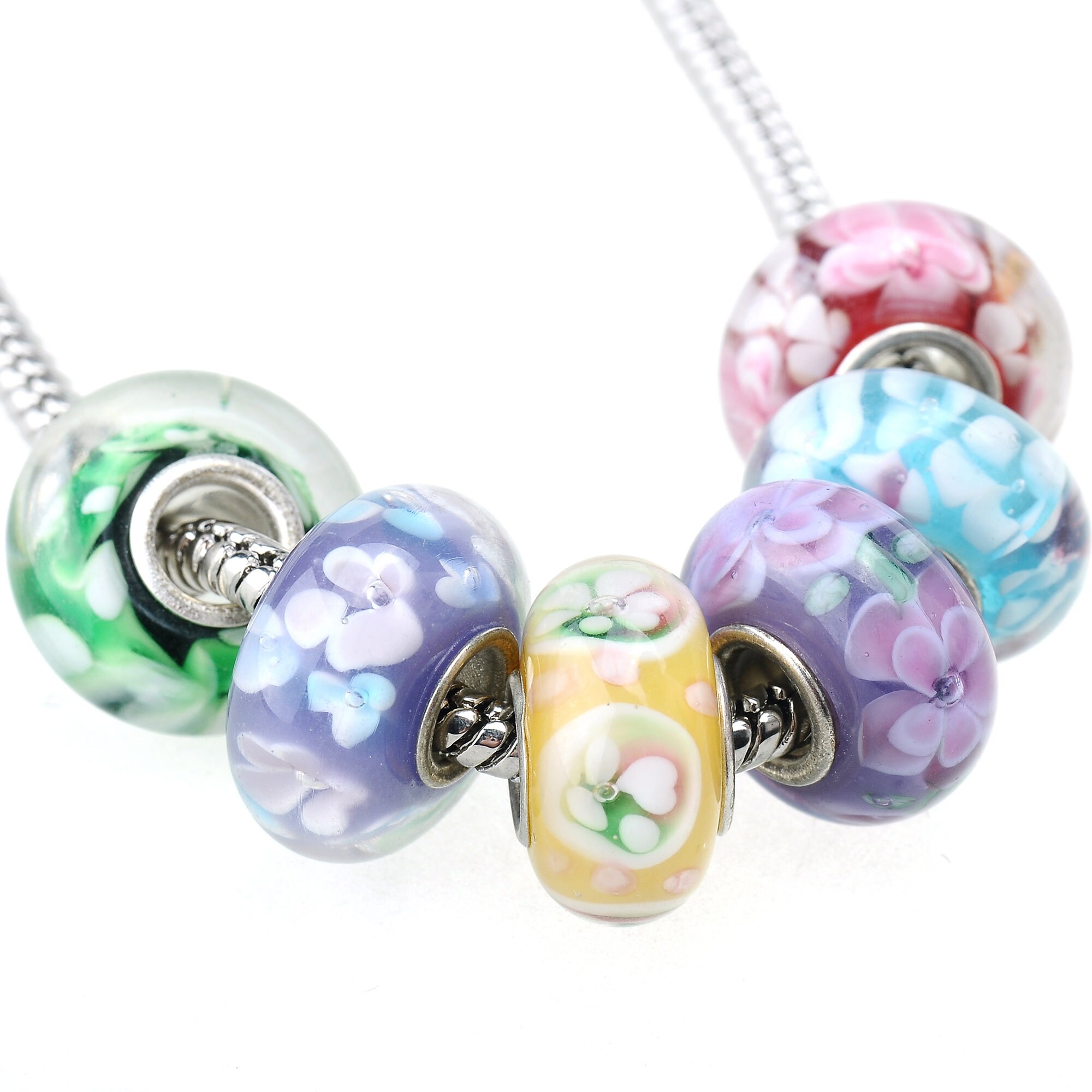 RUBYCA High-quality Colorful Glass Charm Beads 6 Designs Hand | Etsy