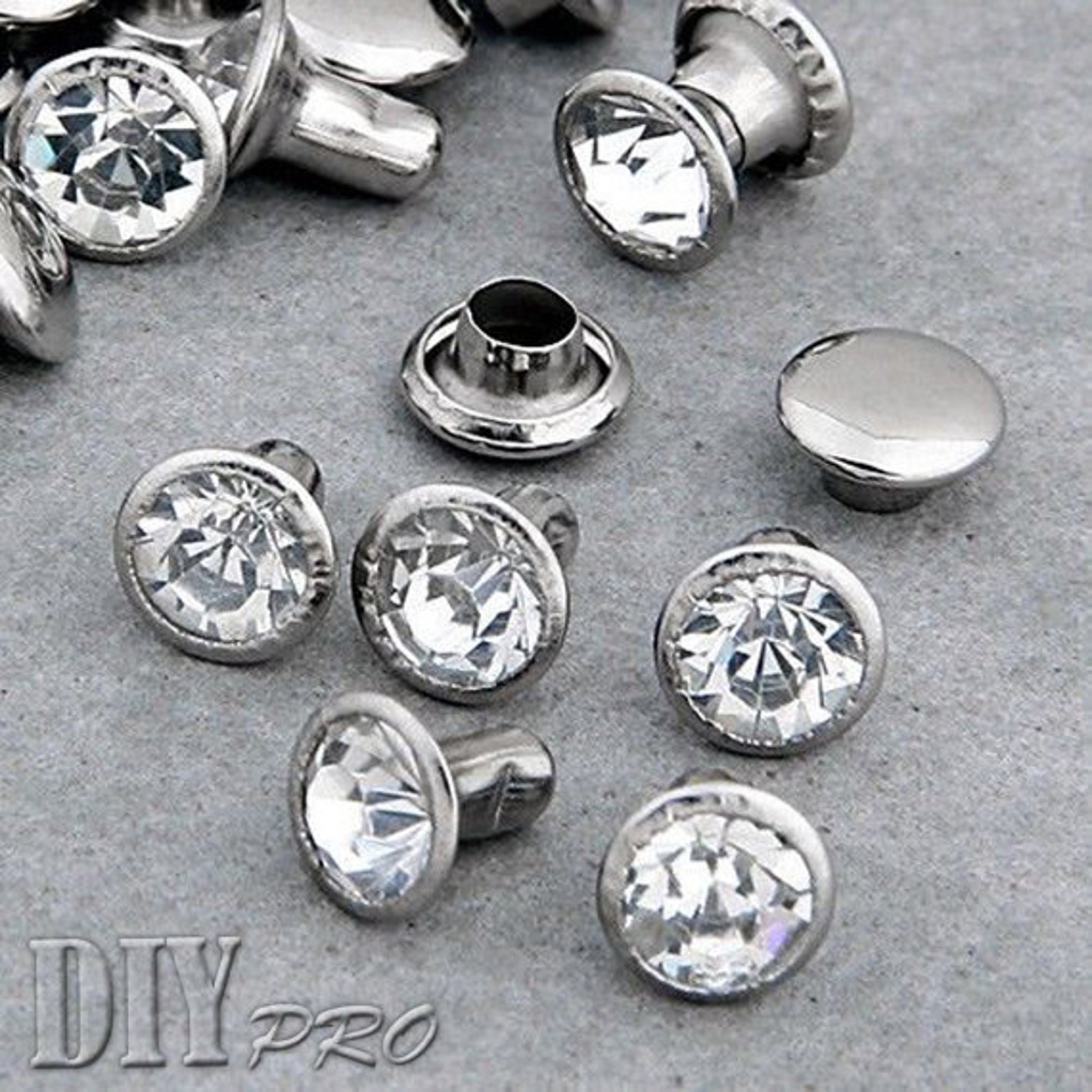 200pcs Crystal Rivets, Leather Rapid Rivets for Fabric, Silver Speedy ...