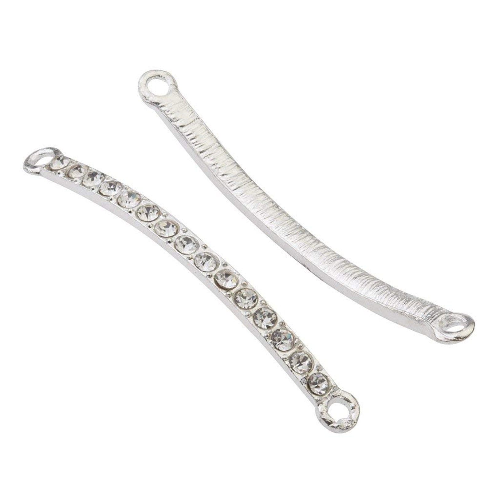 Silver Bar Sideways Bracelet Connector Crystal Curved - Etsy