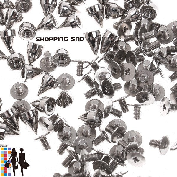 9mm Silver Cone Screwback Spikes Wholesale Metal Studs W/ | Etsy