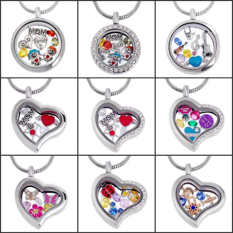Living Memory Locket Pendant Necklace, Silver Glass Locket With ...