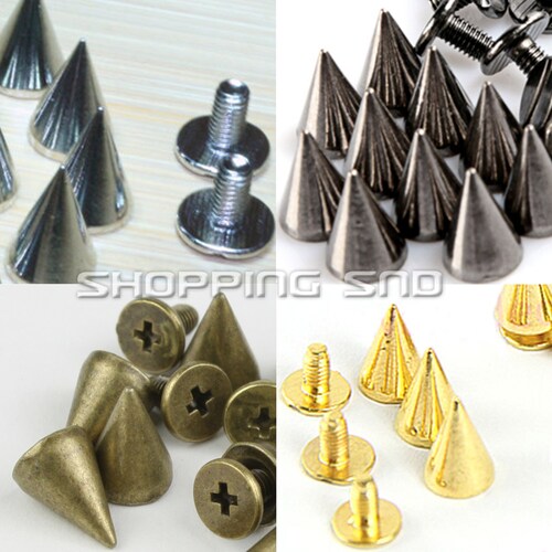14mm Gold Cone Screwback Spikes and Studs Metal Spike W/ - Etsy