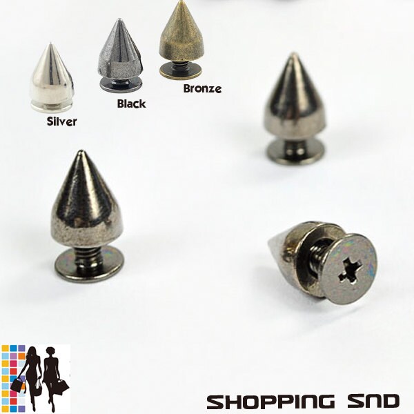 9mm Gunmetal Black Cone Spikes, Wholesale Metal Screwback Spikes and ...