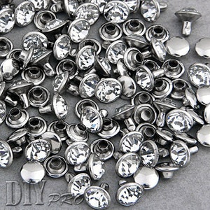 200pcs Crystal Rivets, Leather Rapid Rivets for Fabric, Silver Speedy ...