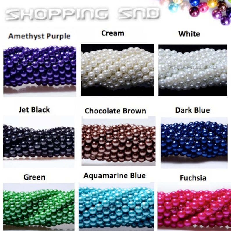 200pcs Glass Pearl Beads Round Loose Top Quality Choose SIZE Choose ...