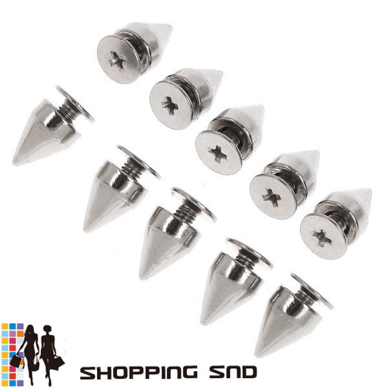 9mm Silver Cone Screwback Spikes Wholesale Metal Studs W/ | Etsy