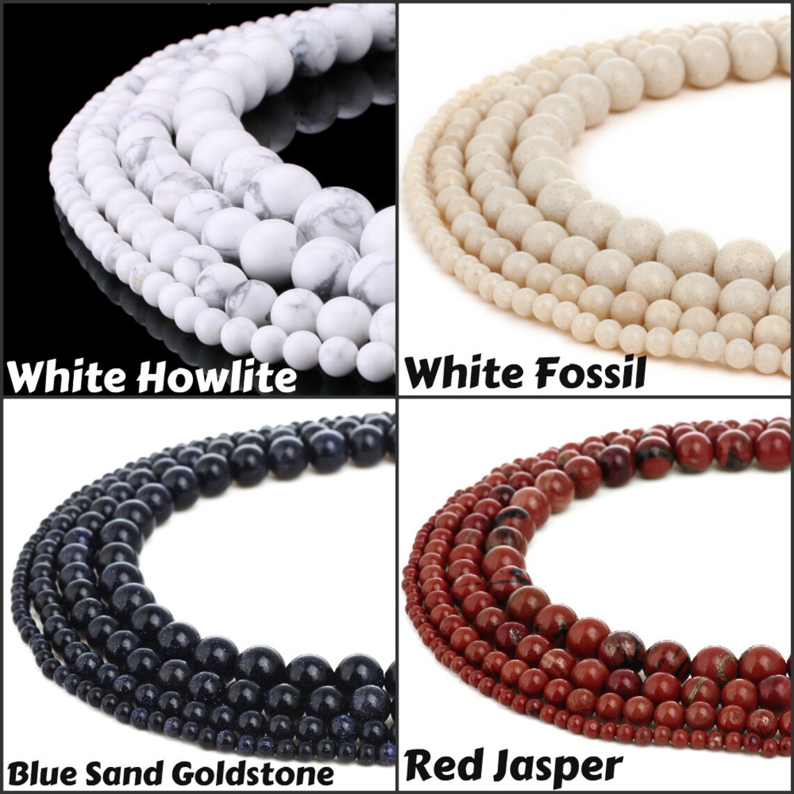 Natural Gemstone Round Loose Beads 1 Strand 4mm 6mm 8mm 10mm | Etsy
