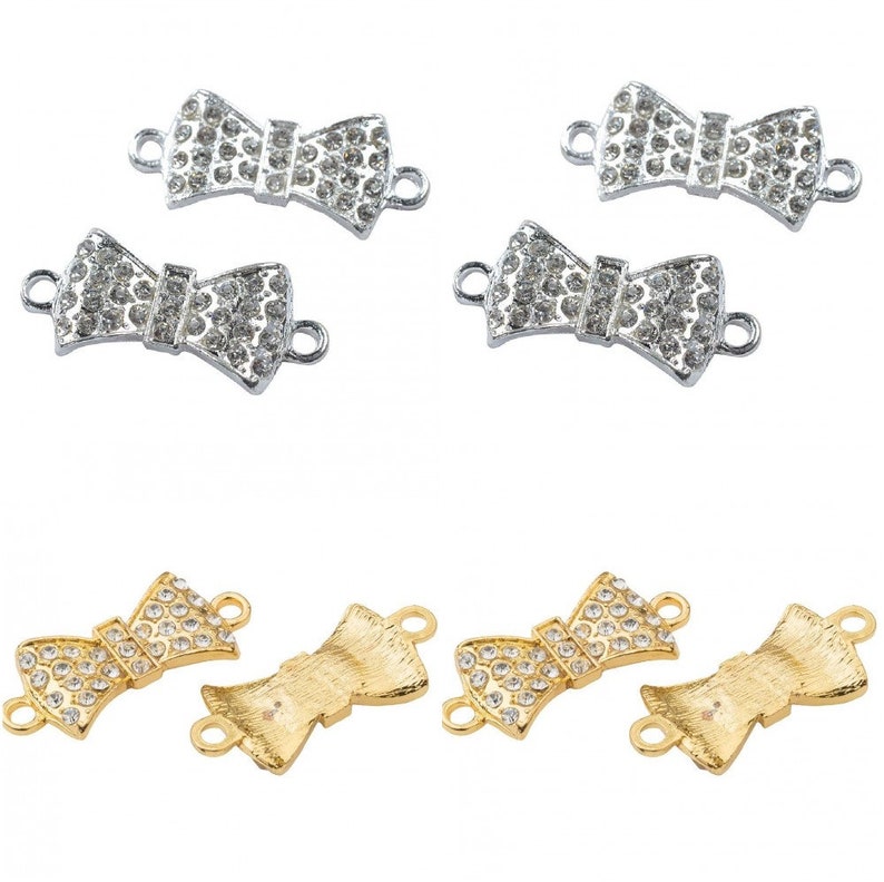 Bow Tie Sideways Connector, Crystal Pave Curved Connector for Bracelet ...