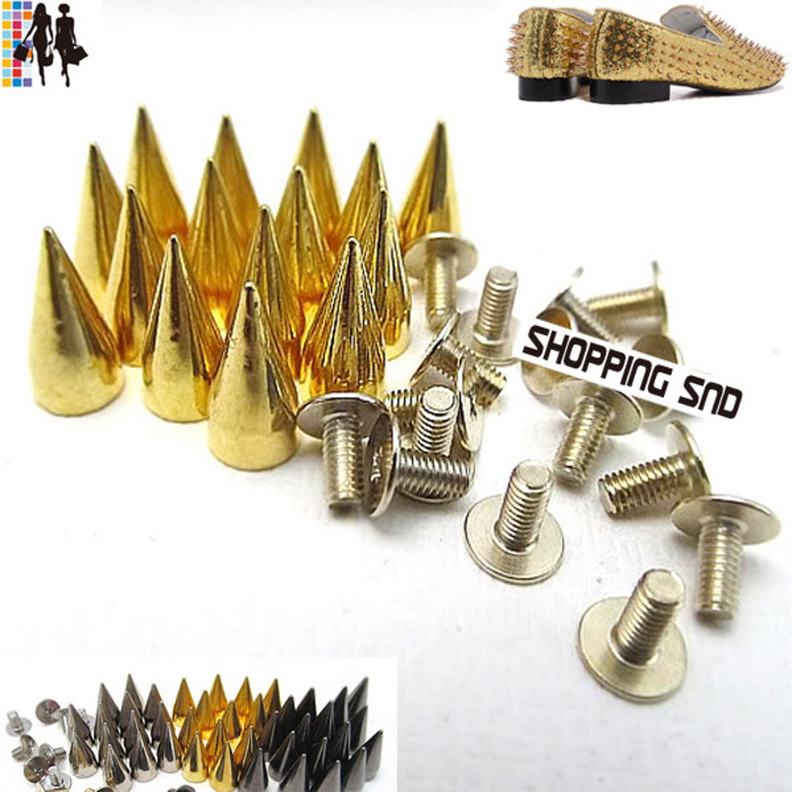 13mm 50pcs Gold Studs and Spikes Cone Spikes for - Etsy