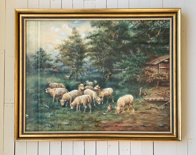 Vintage Original Painting Sheep Art - Etsy