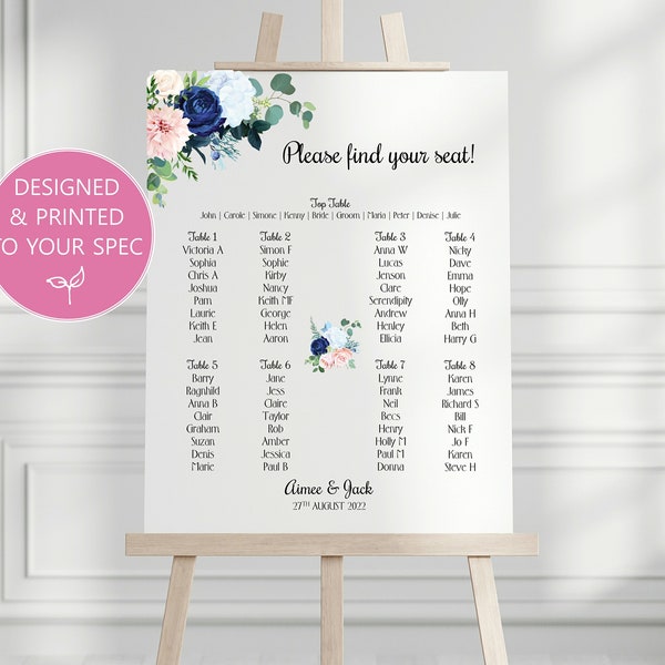 Navy Table Plan - Etsy UK