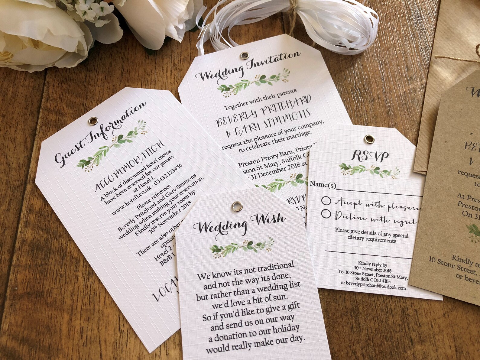 Pack of 10 Printed Wedding Invitation Tags RSVP Info Poem Set - Etsy UK