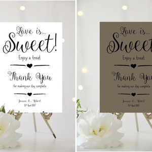 A4/A5 Printed Wedding Sign - PERSONALISED - Love is Sweet 001 - Etsy UK