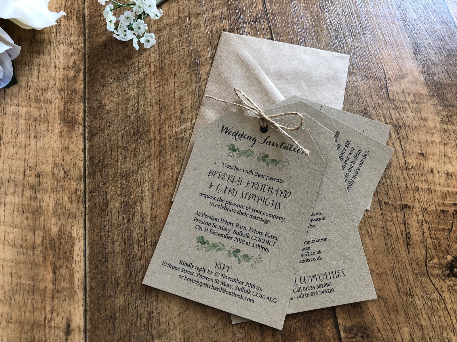 Pack of 10 Printed Wedding Invitation Tags RSVP Info Poem Set - Etsy UK