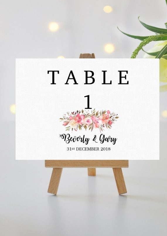Personalised A5 A6 Table Number Cards Pink Floral | Etsy