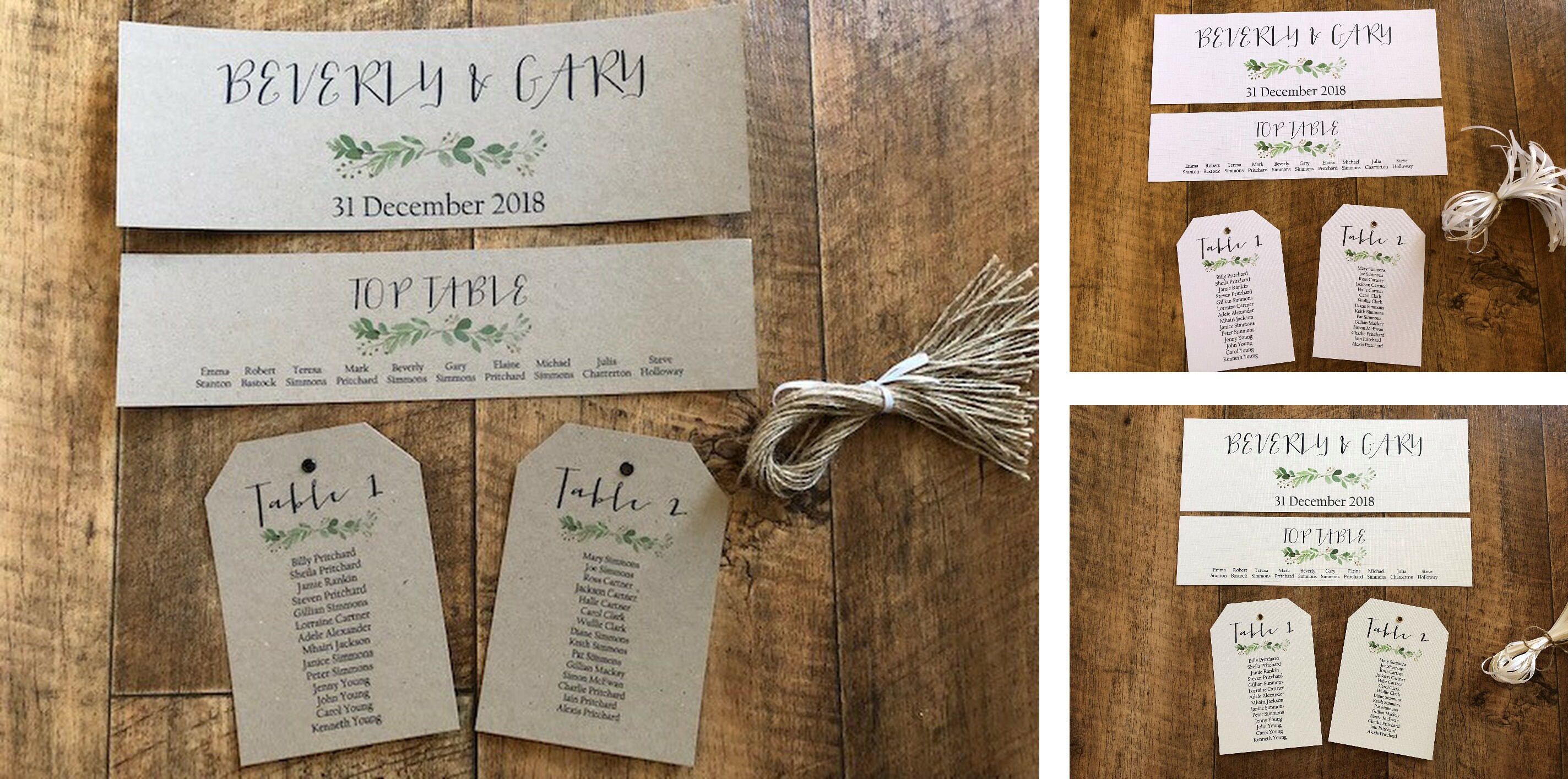 DIY Wedding Table Seating Plan Tags and Headers - Botanical Green ...