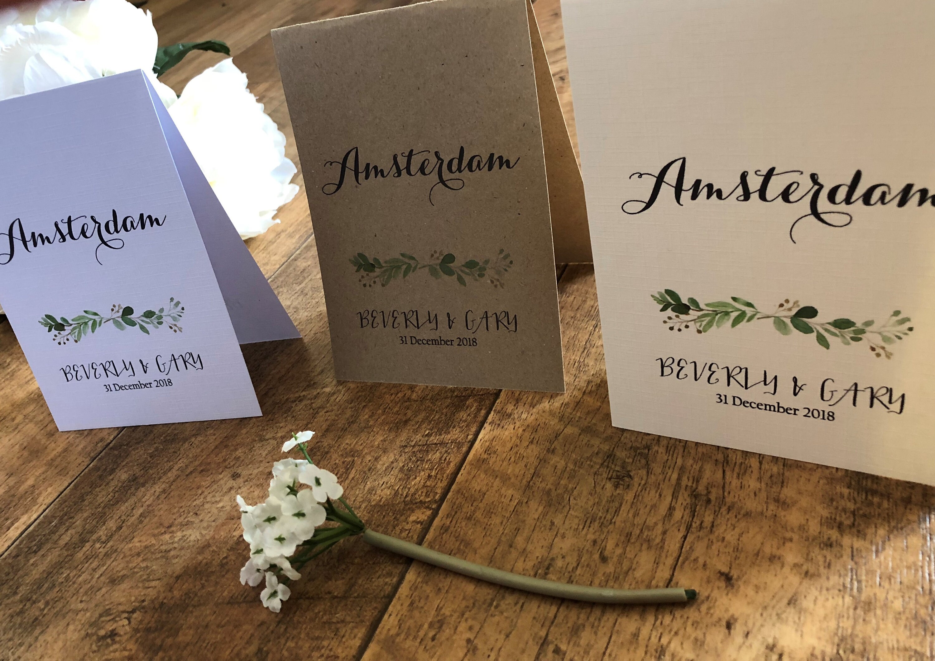 Personalised Table Number / Name Tent Cards - Wedding Botanical Green ...