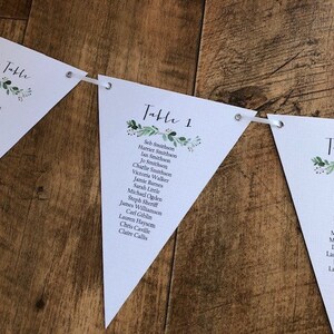 Wedding Table Seating Plan Bunting Personalised - Botanical -green ...