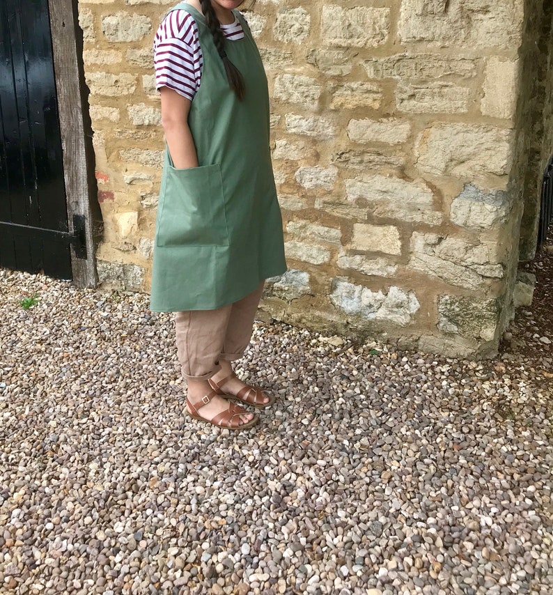 Khaki Moss Green Heavy Cotton Japanese Apron With Crossover - Etsy