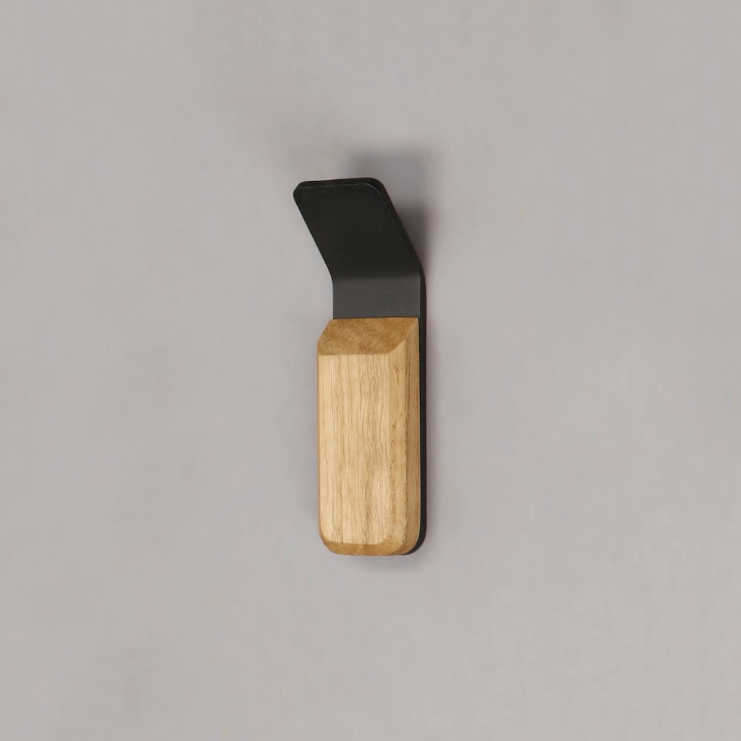 Wall Hooks Set of 3 - Modern Minimalist Design With Wood and Black ...