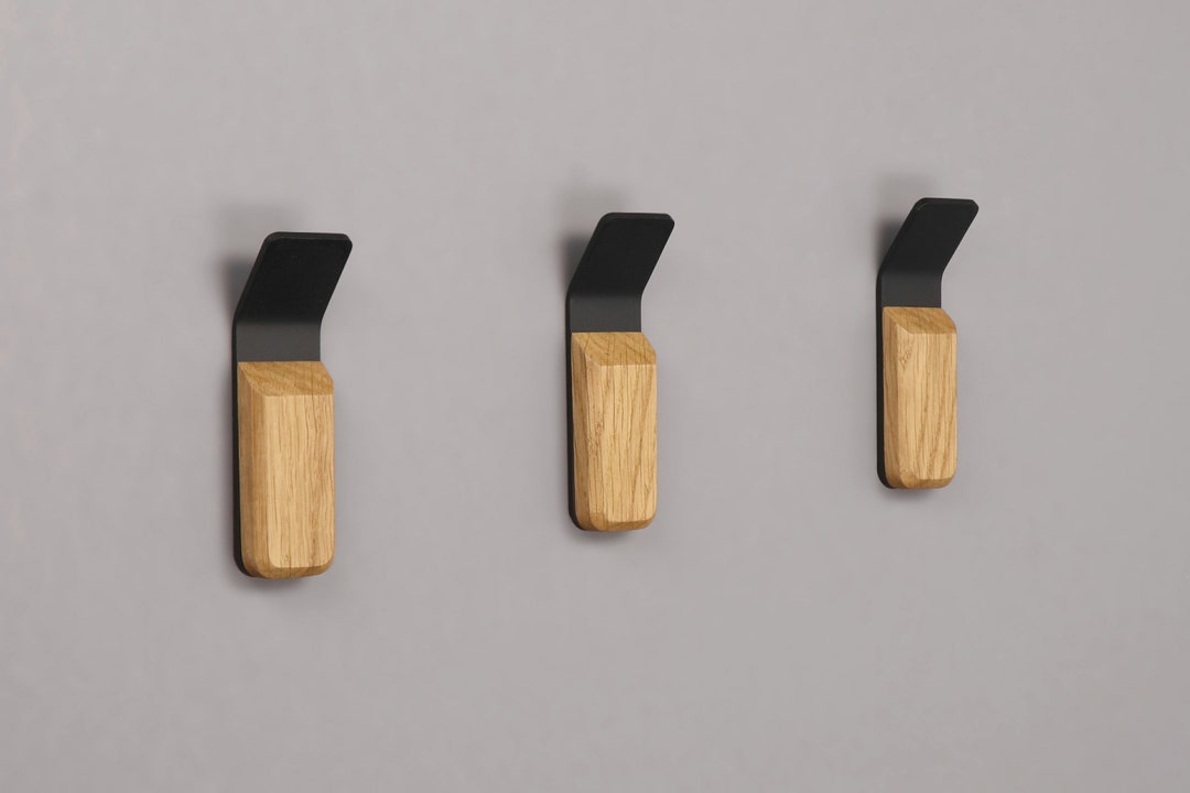 Scandinavian Wall Hooks Set of 3 - Modern Minimalist Design With Wood ...