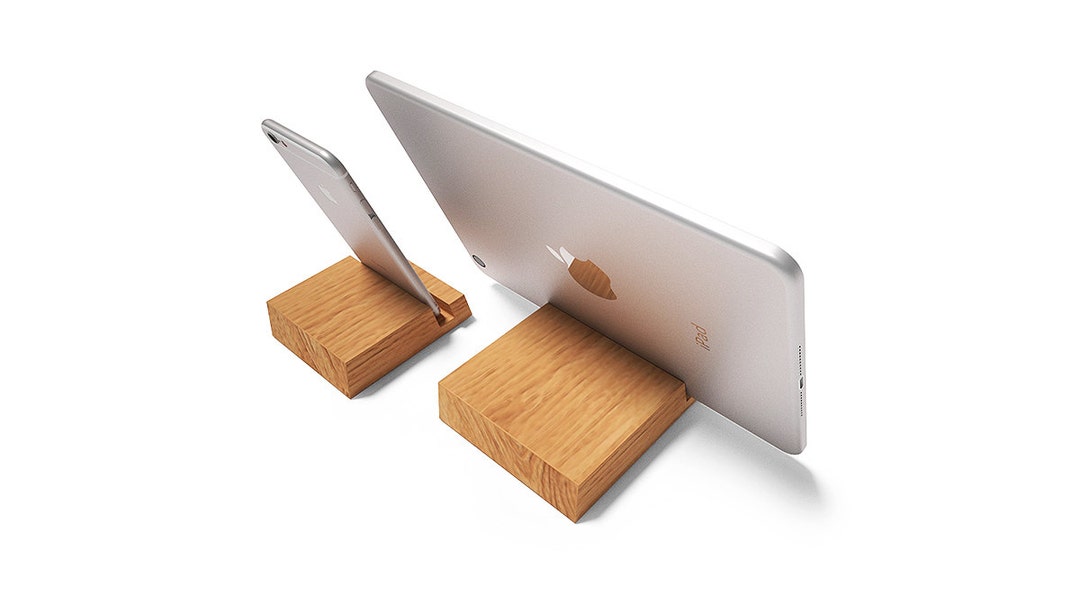 Wooden iPad and iPhone Stand – Set of Two, One for Each Device in ...