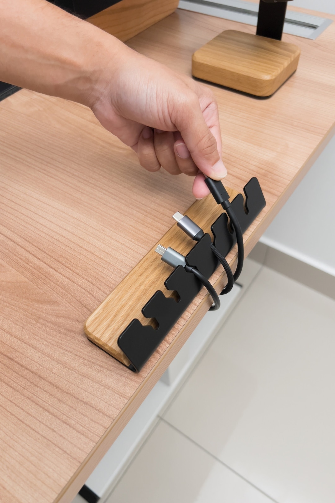 Cable Management, Wooden Cable Organizer, Desk Organizer, Cord ...