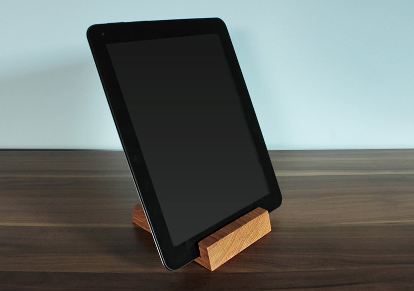 Wooden iPad Stand Square Holder in Natural Oak Wood, Personalization ...