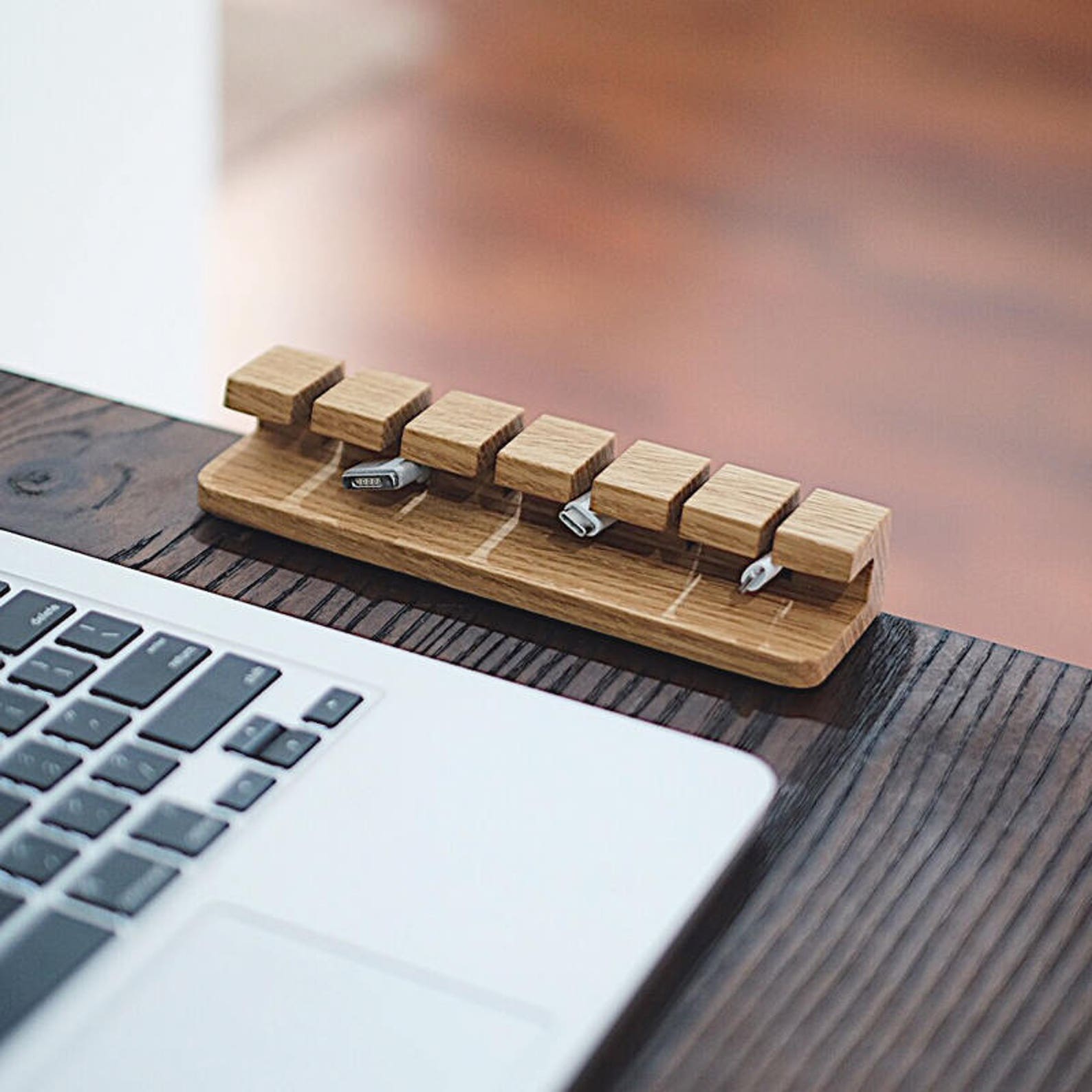 Wooden Cable and Charger Organizer Cable Management for Power Cords and ...