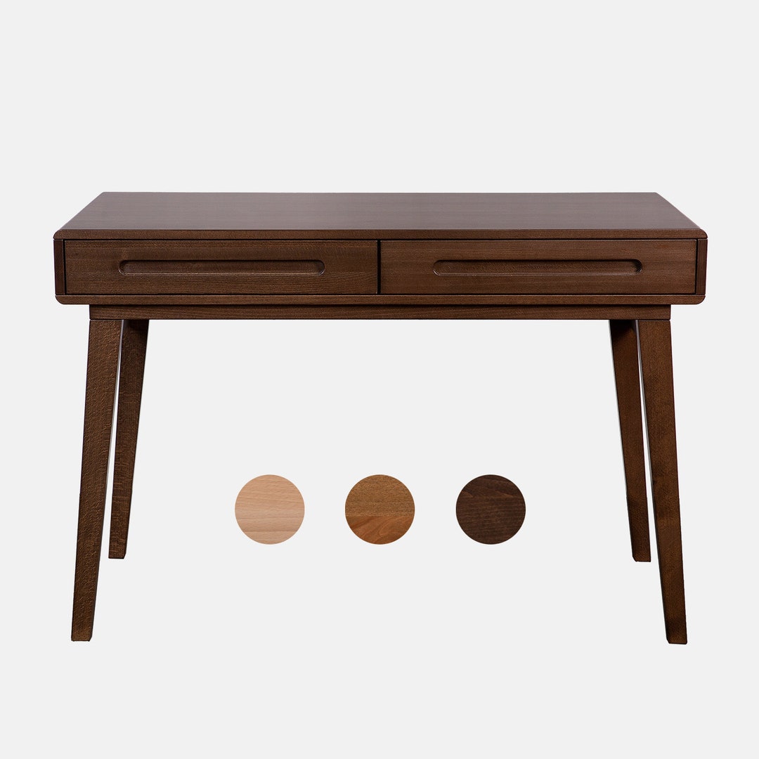 Solid Wood Desk Vanity Table Studio Desk Home Gift Walnut Dye - Etsy