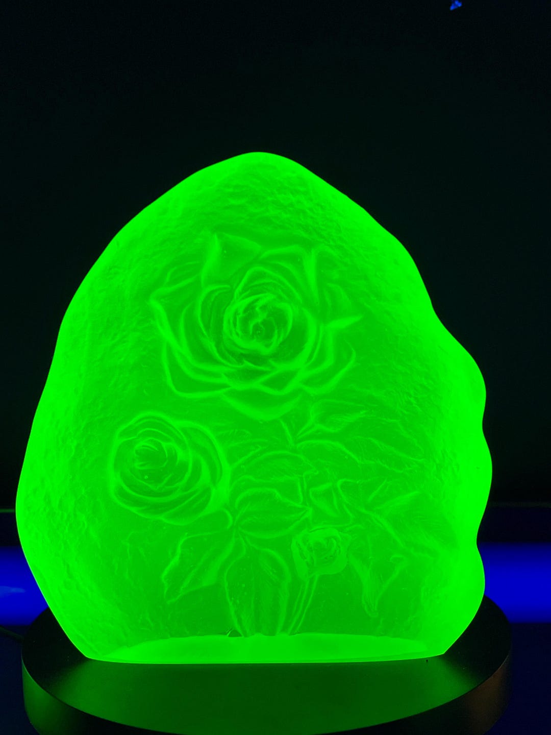 Uranium Glass Roses by Brebes Studios Glass: UV Reactive Sculpture - Etsy
