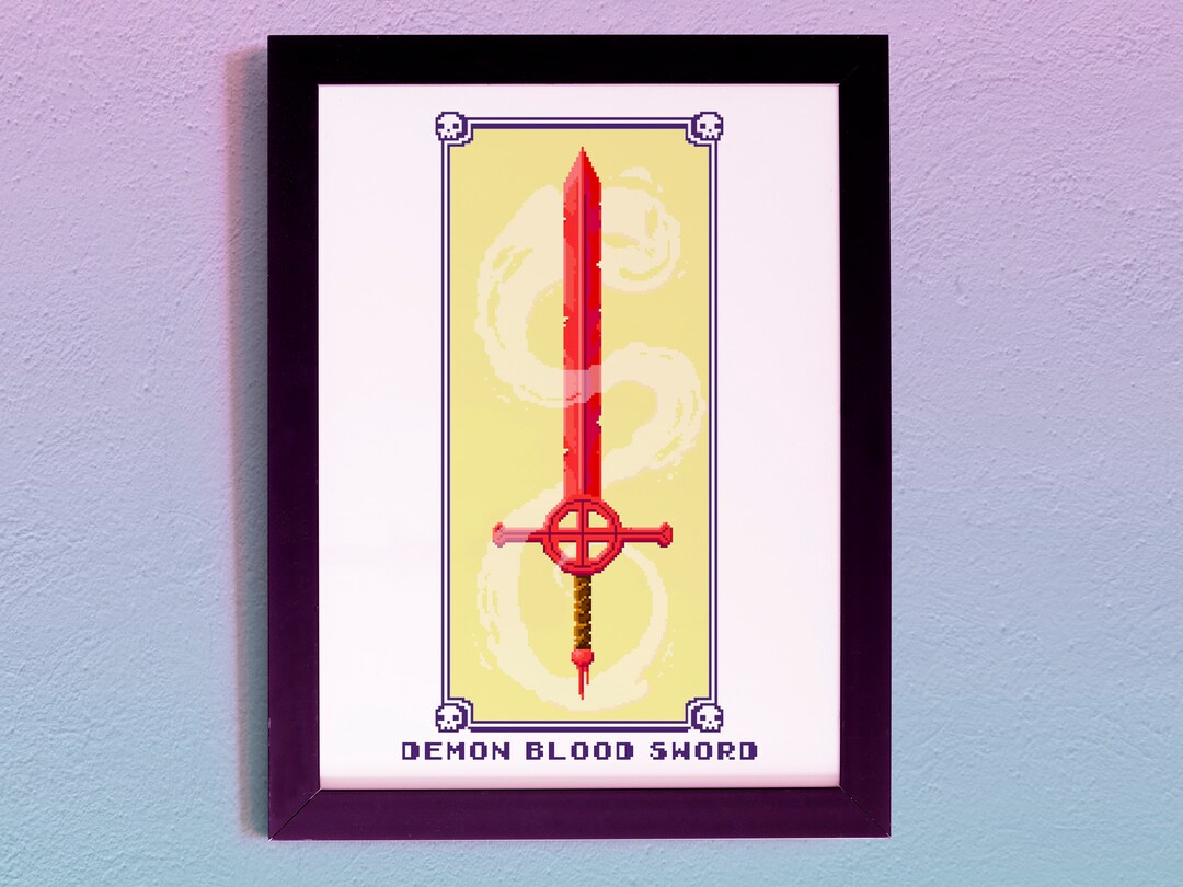 5”x7” Demon Blood Sword Pixel Art Print | Adventure Time | Rpg-style ...