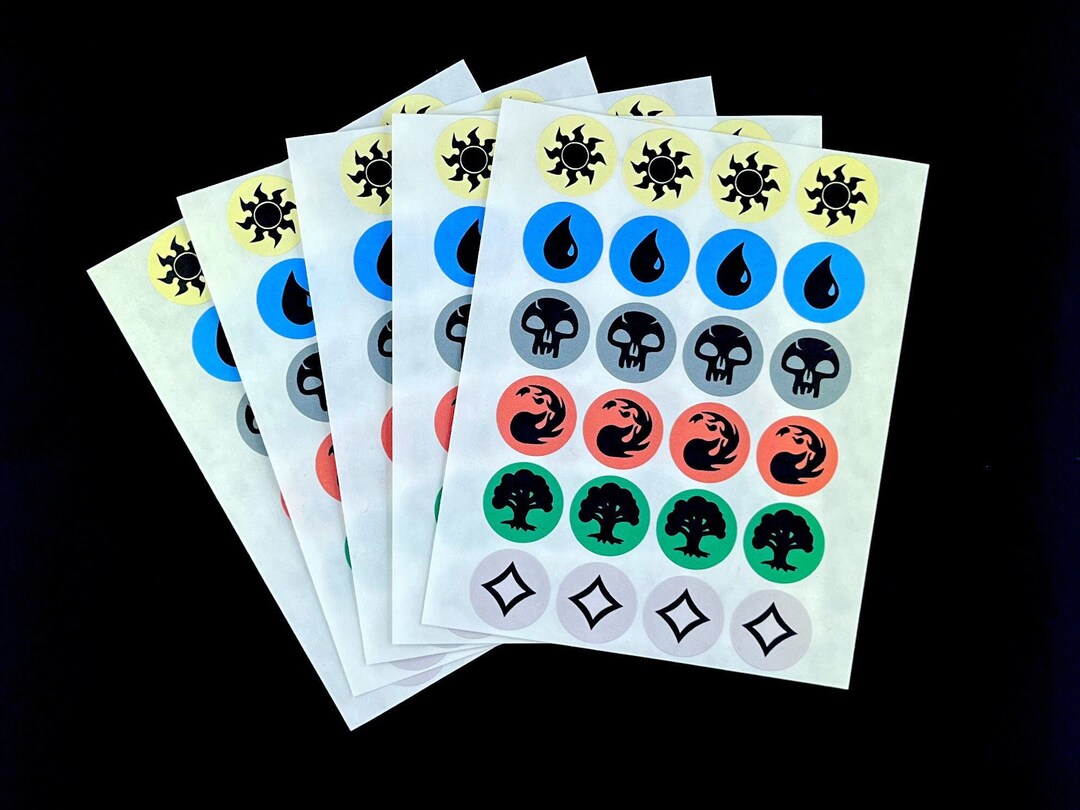3/4 MTG Mana Labels Sheet of 24 Removeable TCG Magic the Gathering ...
