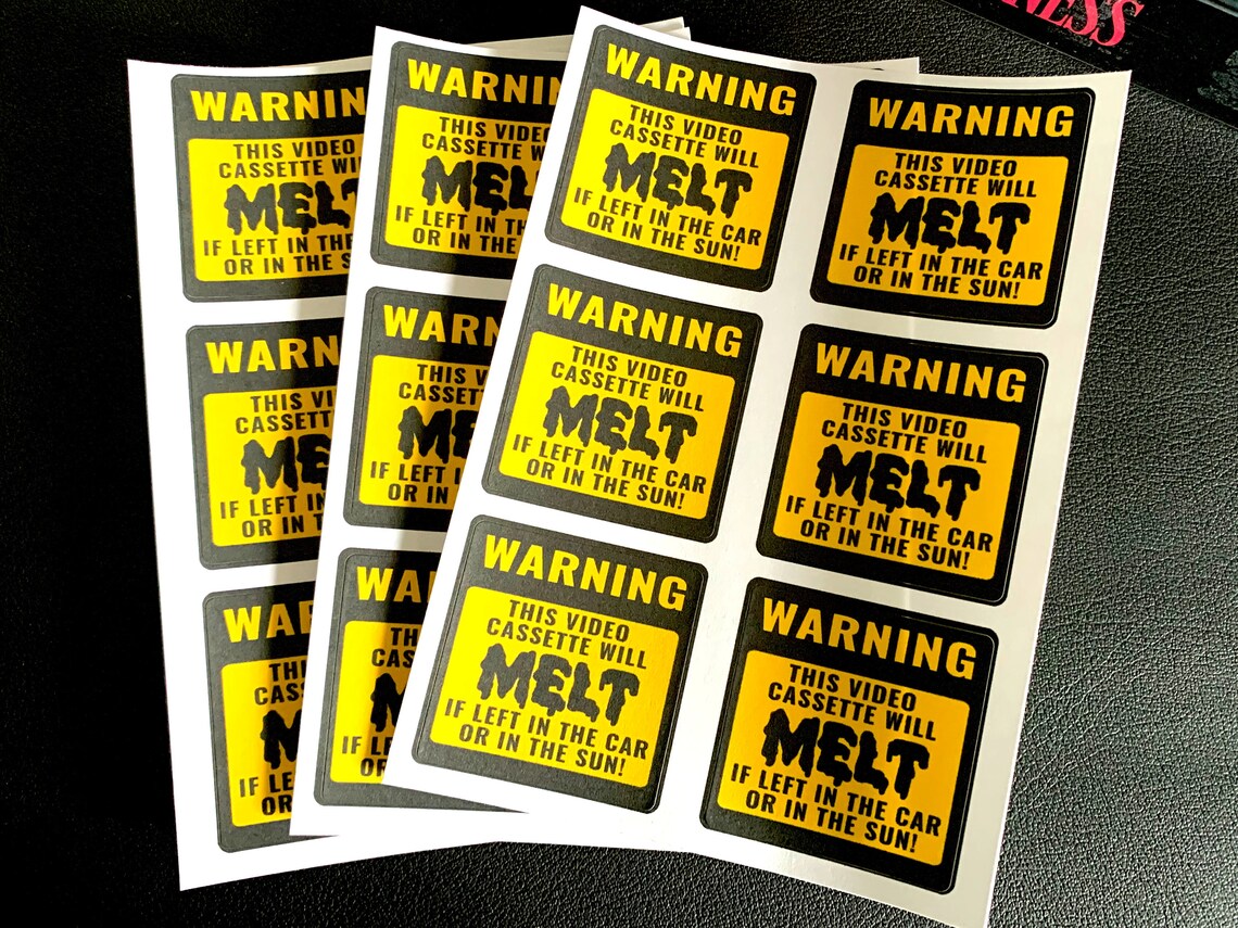 1.5x1.5 VHS Melt Warning Label Sheet of 6 | Removeable | Retro | VHS ...
