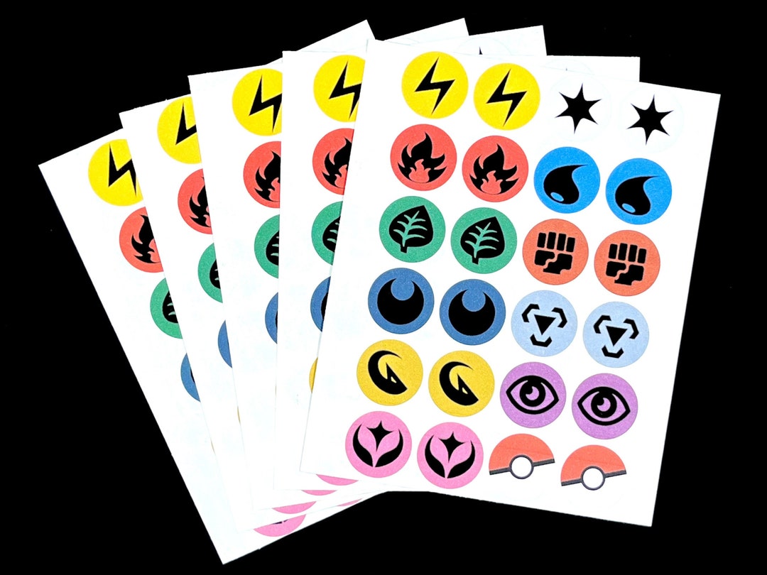 3/4 Pokemon Energy Labels Sheet of 24 Removeable TCG Matte - Etsy
