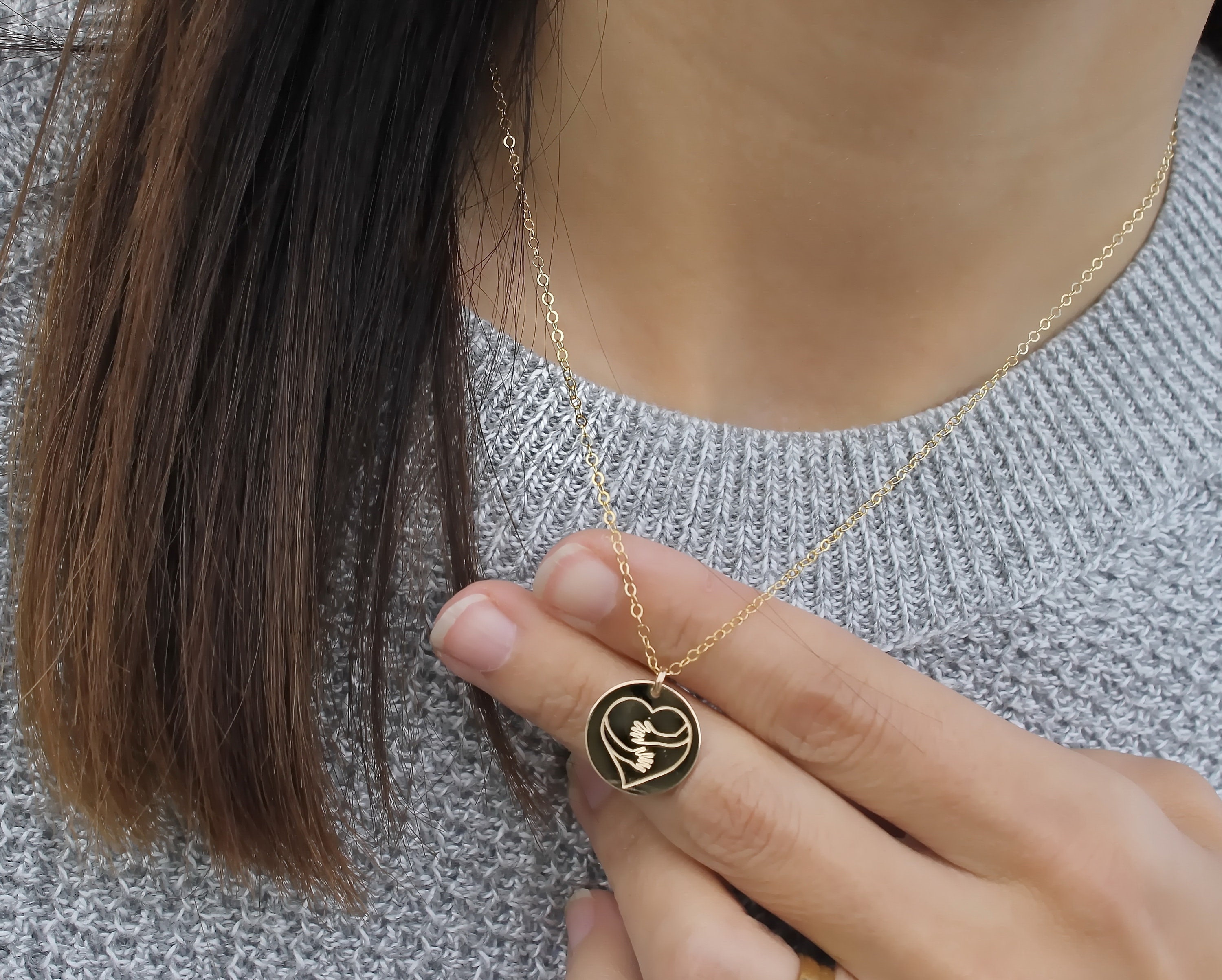 14K Gold Filled or Sterling Silver Virtual Hug Pendant | Etsy