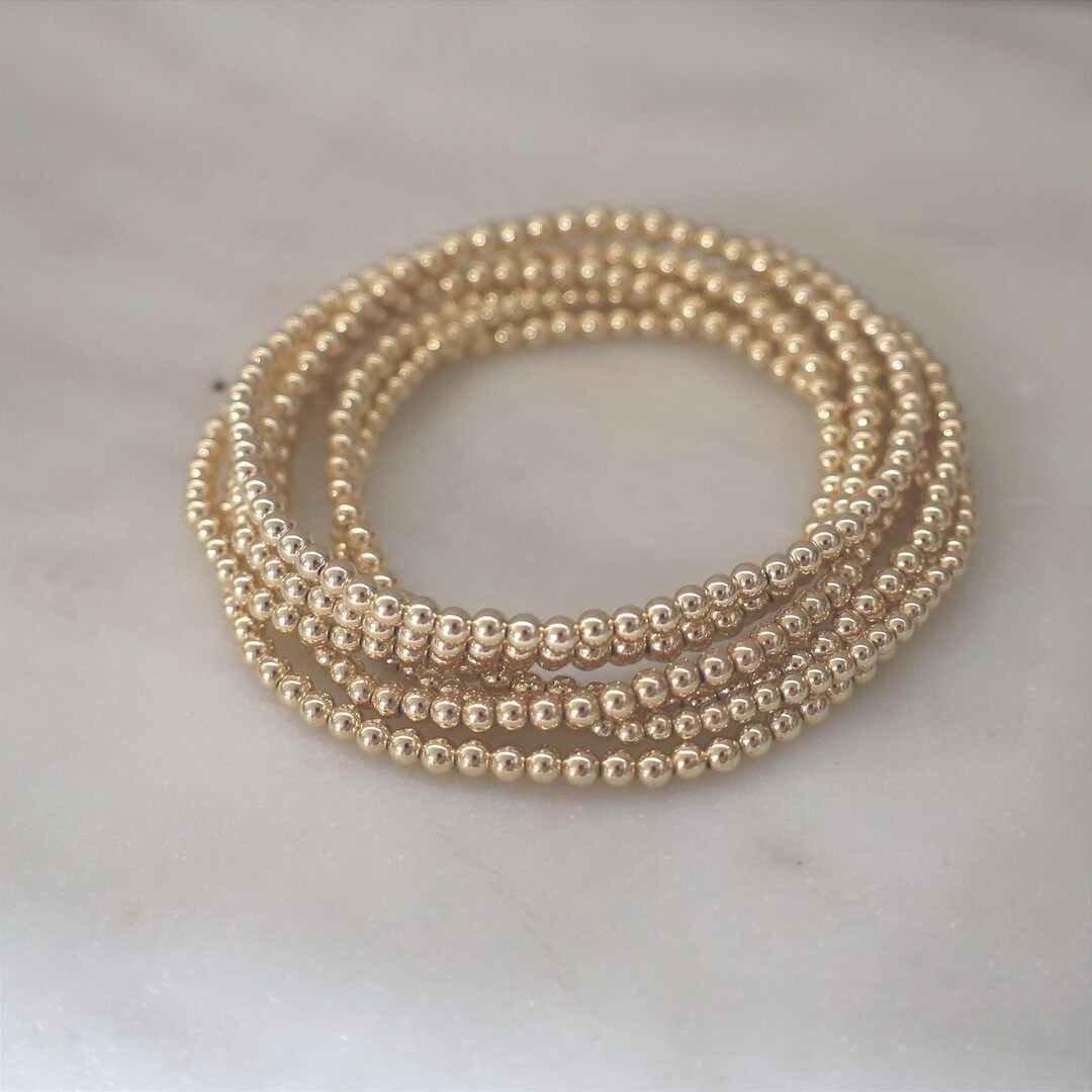 Gold Bead Bracelet • 14K Gold Filled Bracelet • Layering Jewelry ...
