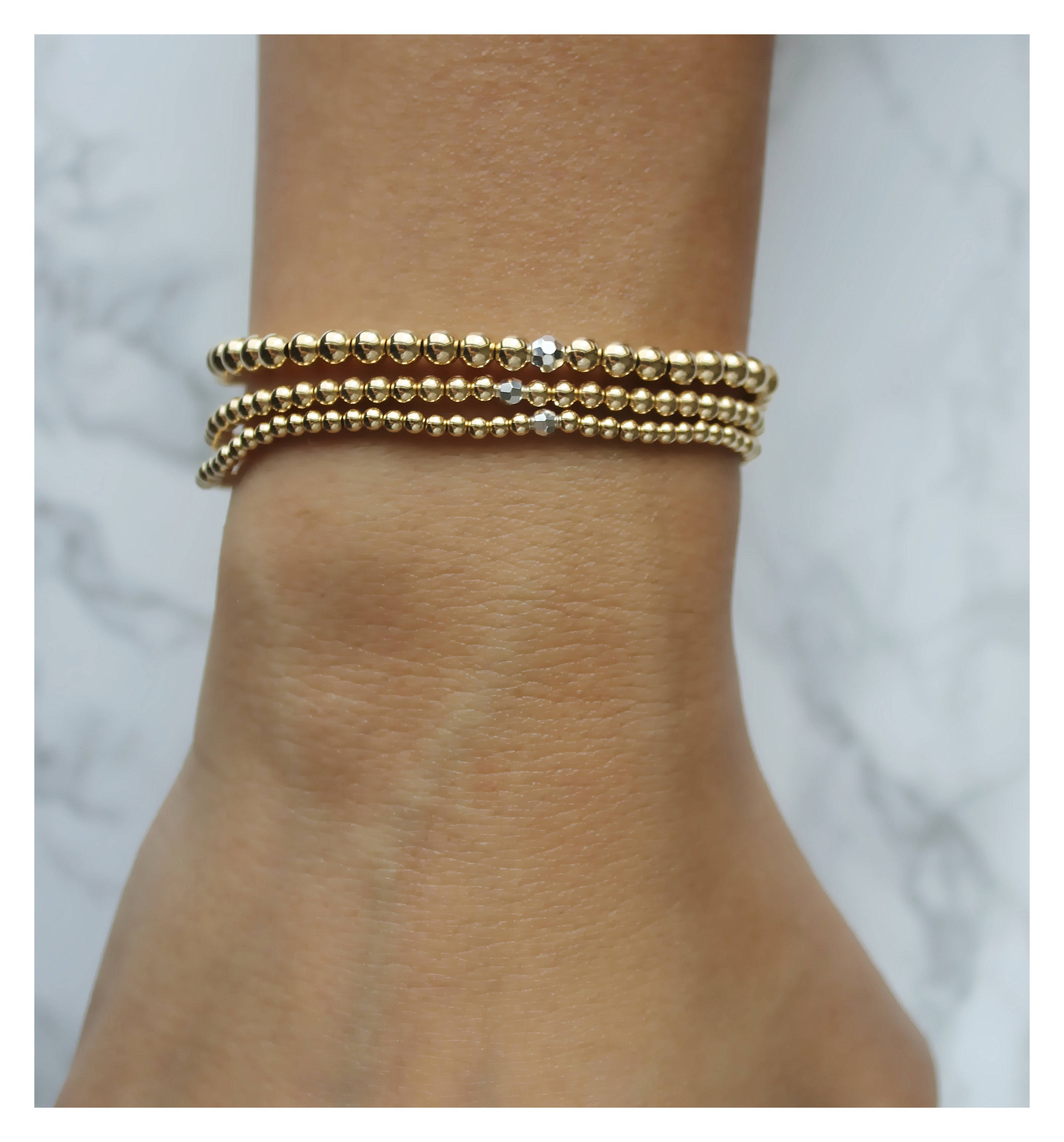 Gold Beaded Bracelet Stackable Bracelets 14K Gold Filled - Etsy UK