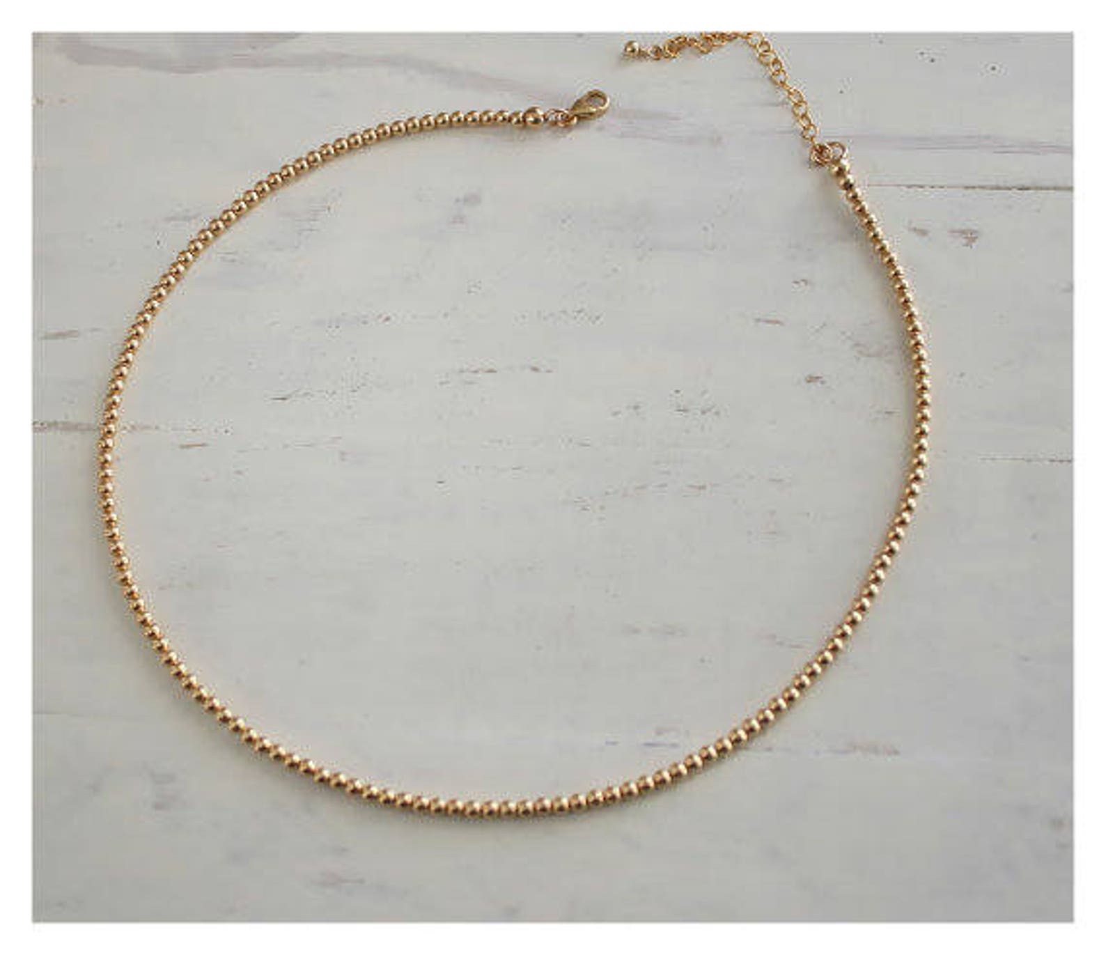 Gold Beaded Necklace 14K Gold Filled or Sterling Silver Bead - Etsy