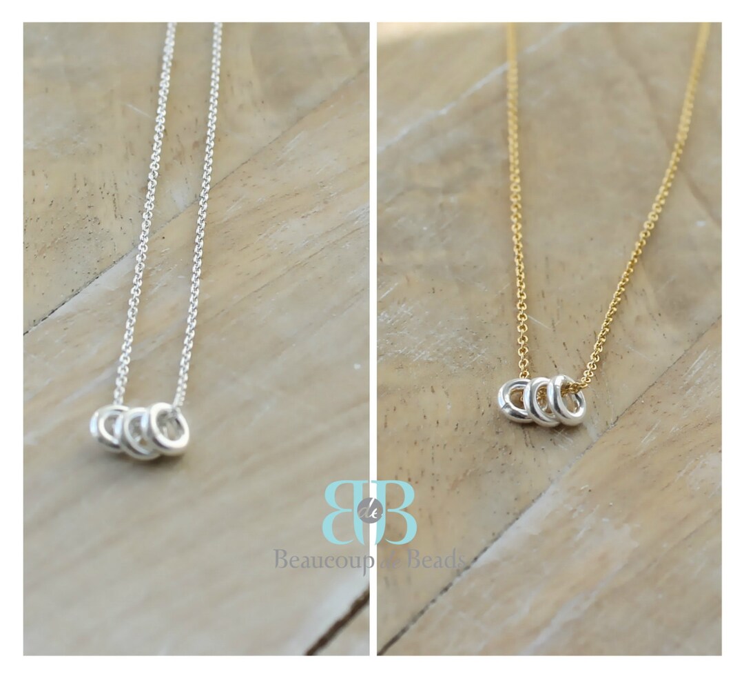Collar de tres anillos Collar circular Collar delicado de tres anillos ...