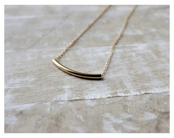 Gold Tube Necklace | Etsy