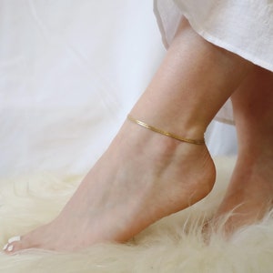 Herringbone Chain Anklet • 14K Gold Filled Herringbone Anklet • Gift ...