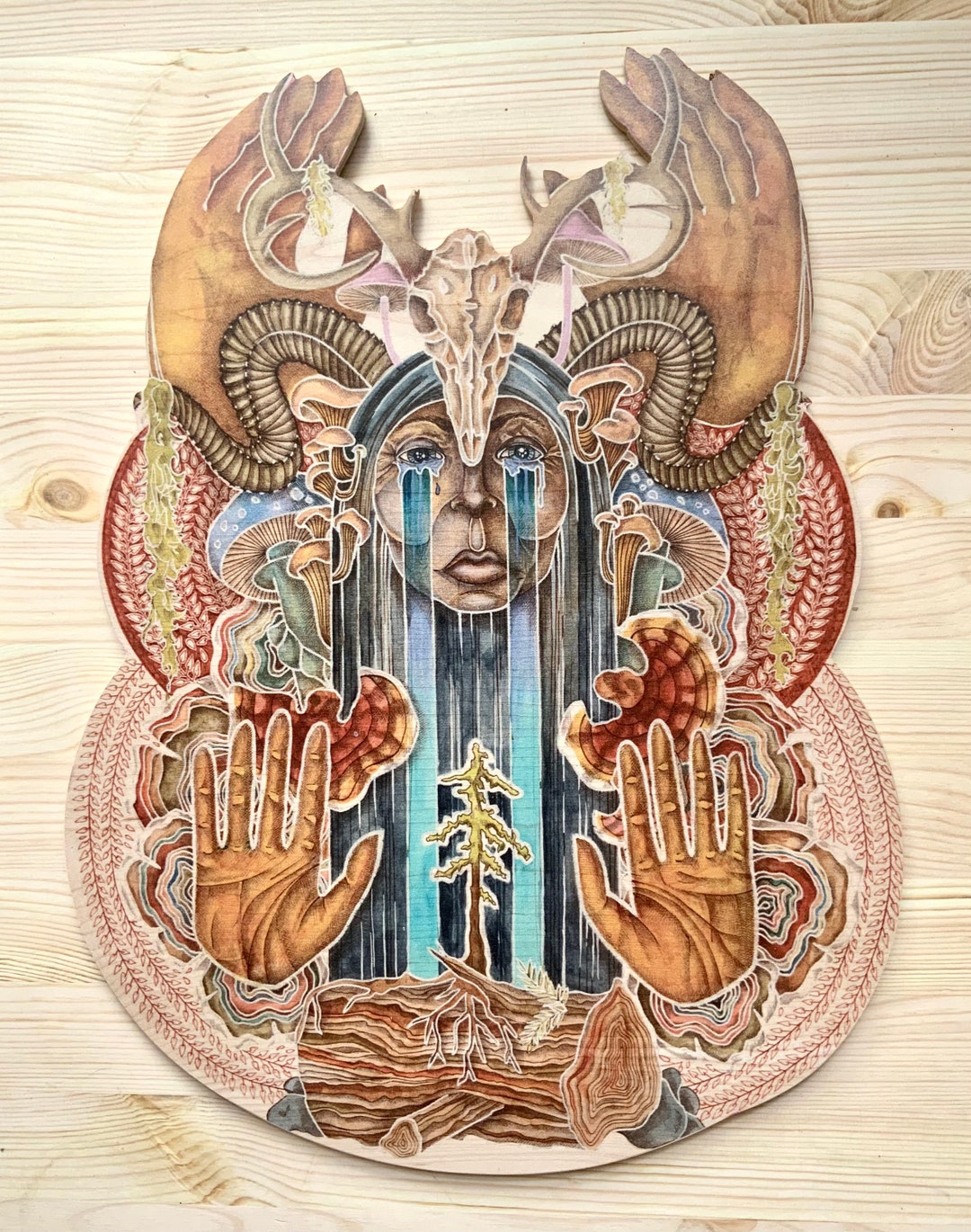 Lady Death Board Print Mushroom Art Fungus Art Crone - Etsy