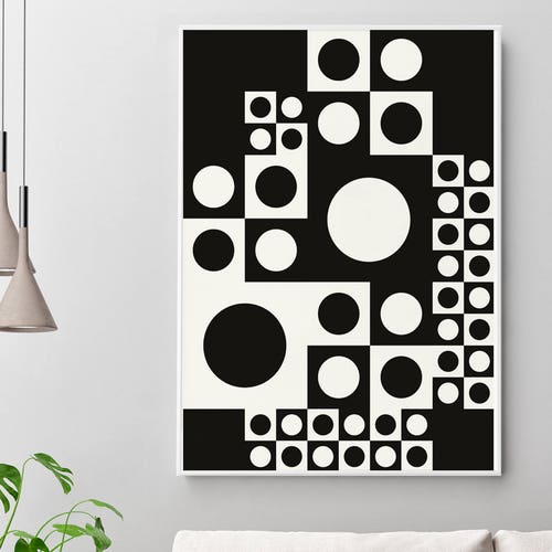 Geometric Panels Black & White Modern Art Geometric Pattern | Etsy
