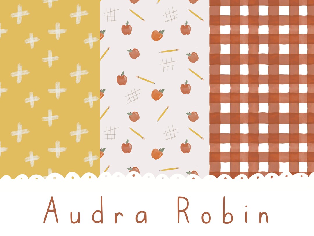 Back to School Seamless Digital File Fabric Apples Pattern Download ...