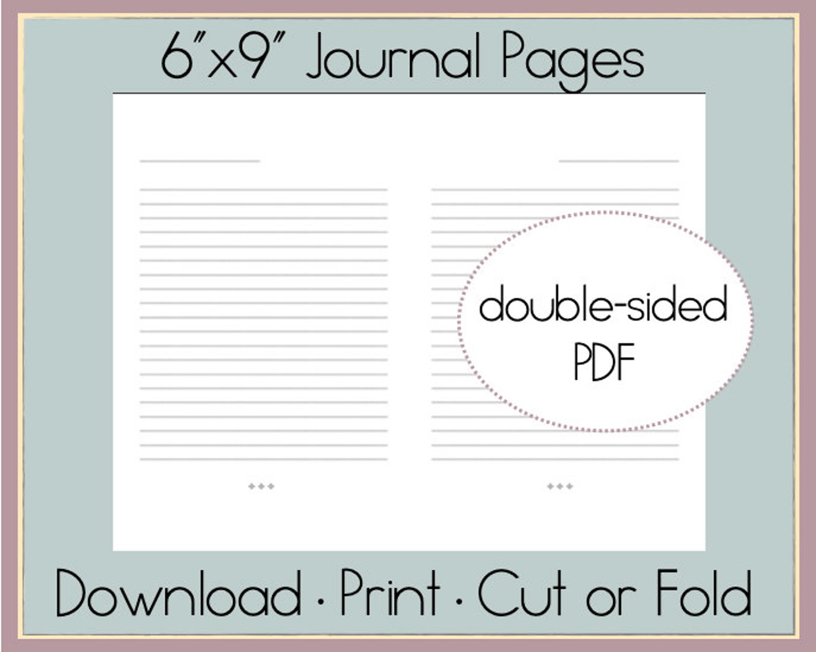 6x9 Lined Paper Instant Download 12x18 Journal Pages Lined Journal