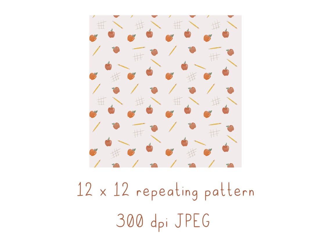Back to School Seamless Digital File Fabric Apples Pattern Download ...